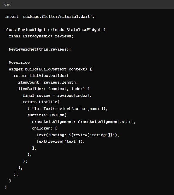 A guide to embedding Google Place Reviews into the Flutter App
